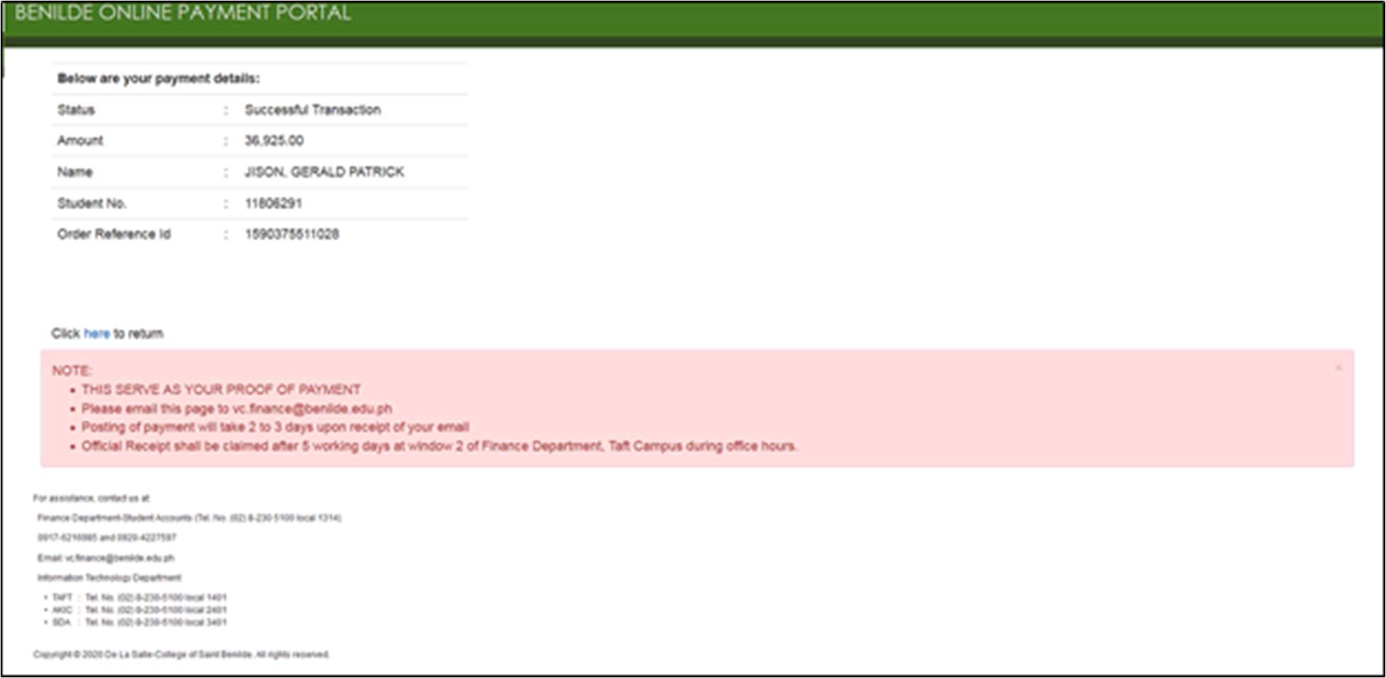 Payment Option - De La Salle – College of Saint Benilde