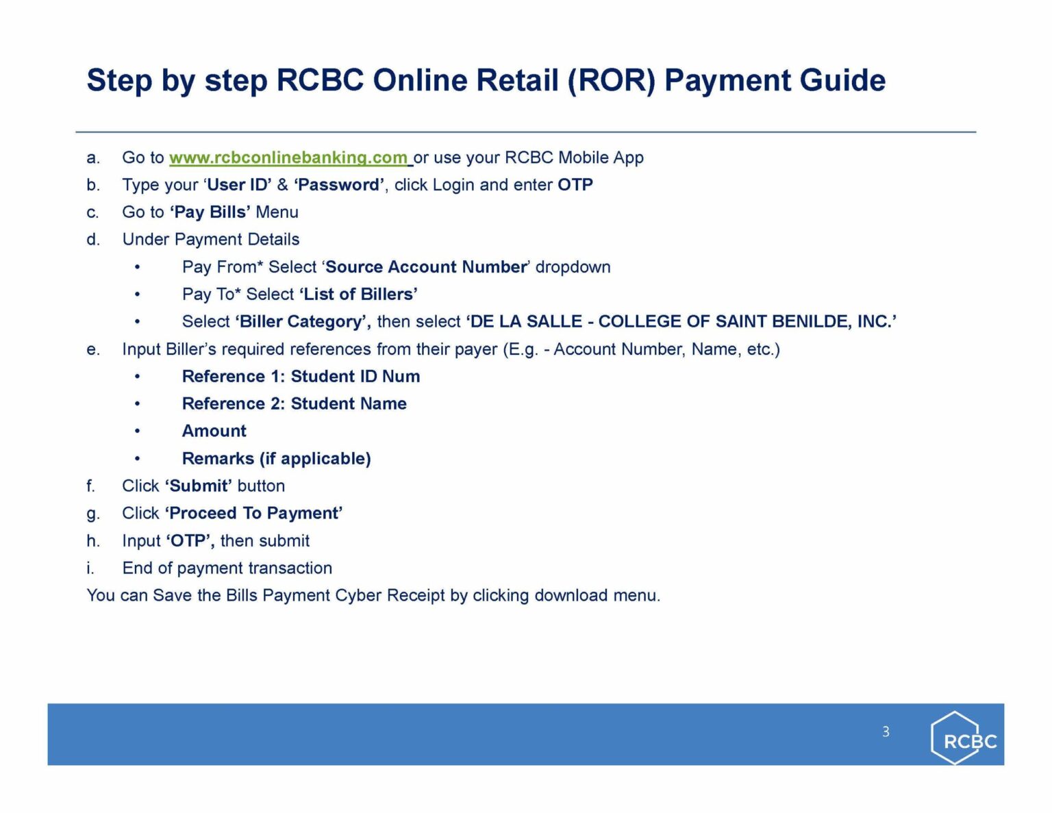 Payment Option - De La Salle – College of Saint Benilde